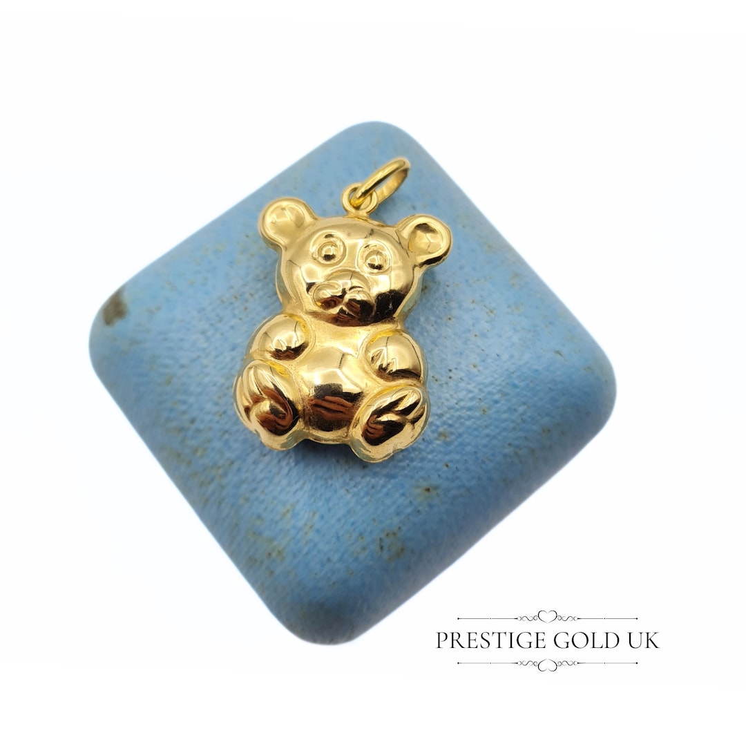 Vintage 9ct Gold Teddy Bear Charm - Small Hollow Gold Cuddly Bear ...