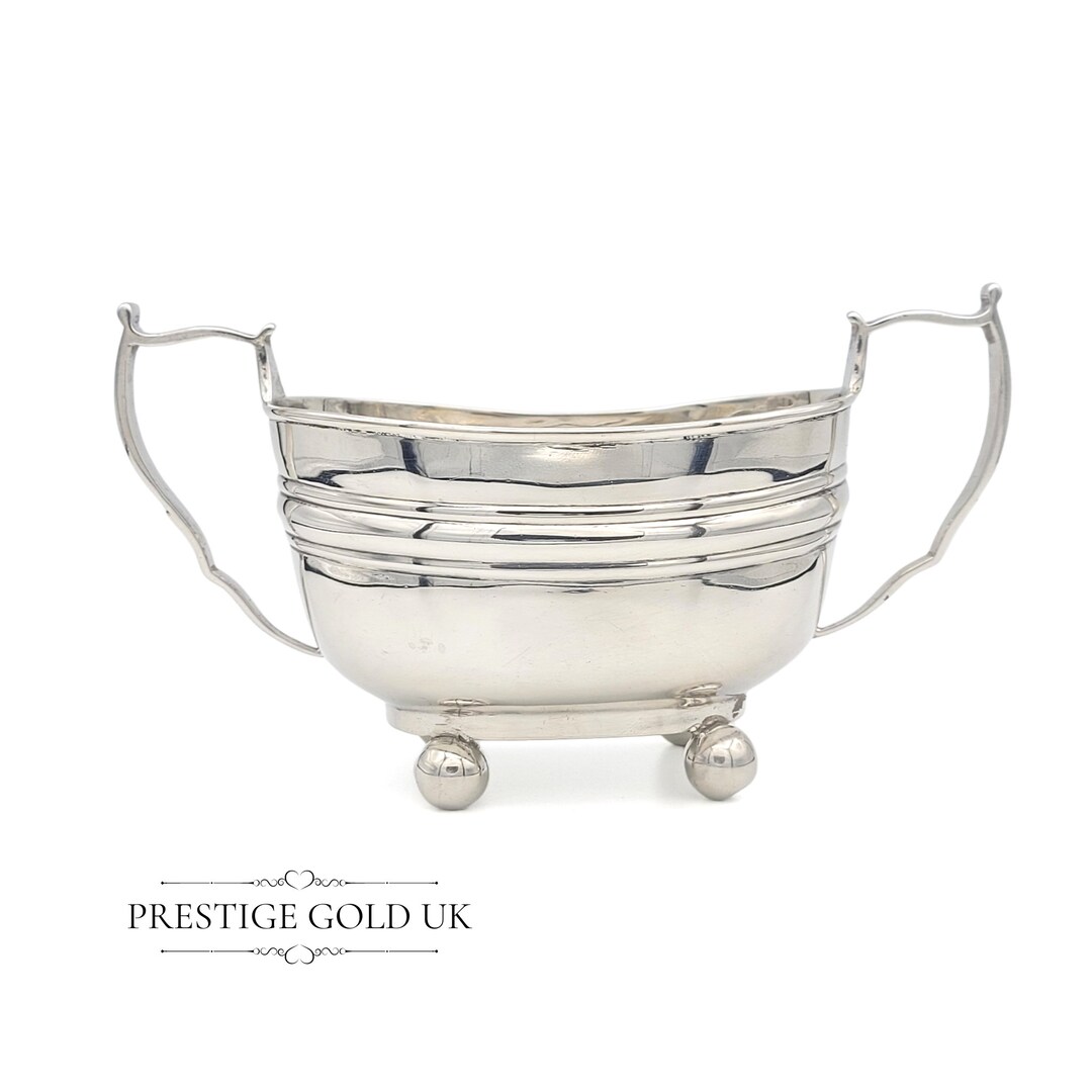 Edward VII Silver Sugar Bowl - 1900s Antique Two Handle Silver Sugar ...