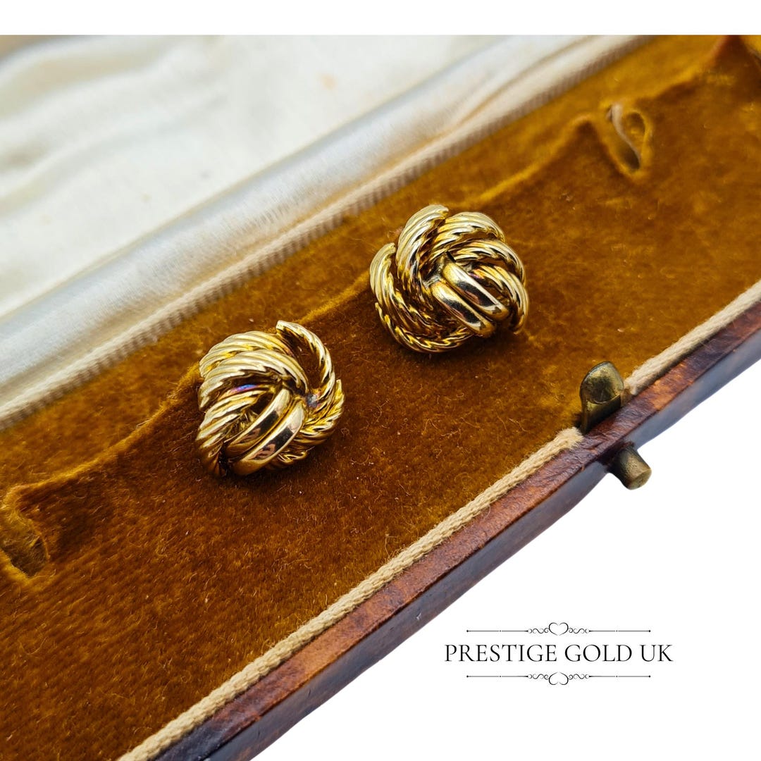 Vintage 9ct Gold Twisted Knot Stud Earrings, Woolmark Studs, 12mm Wide ...