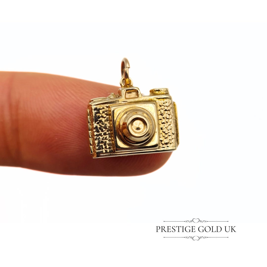 Vintage Gold Camera Charm 9ct Gold Film Camera Pendant Small Ornate ...