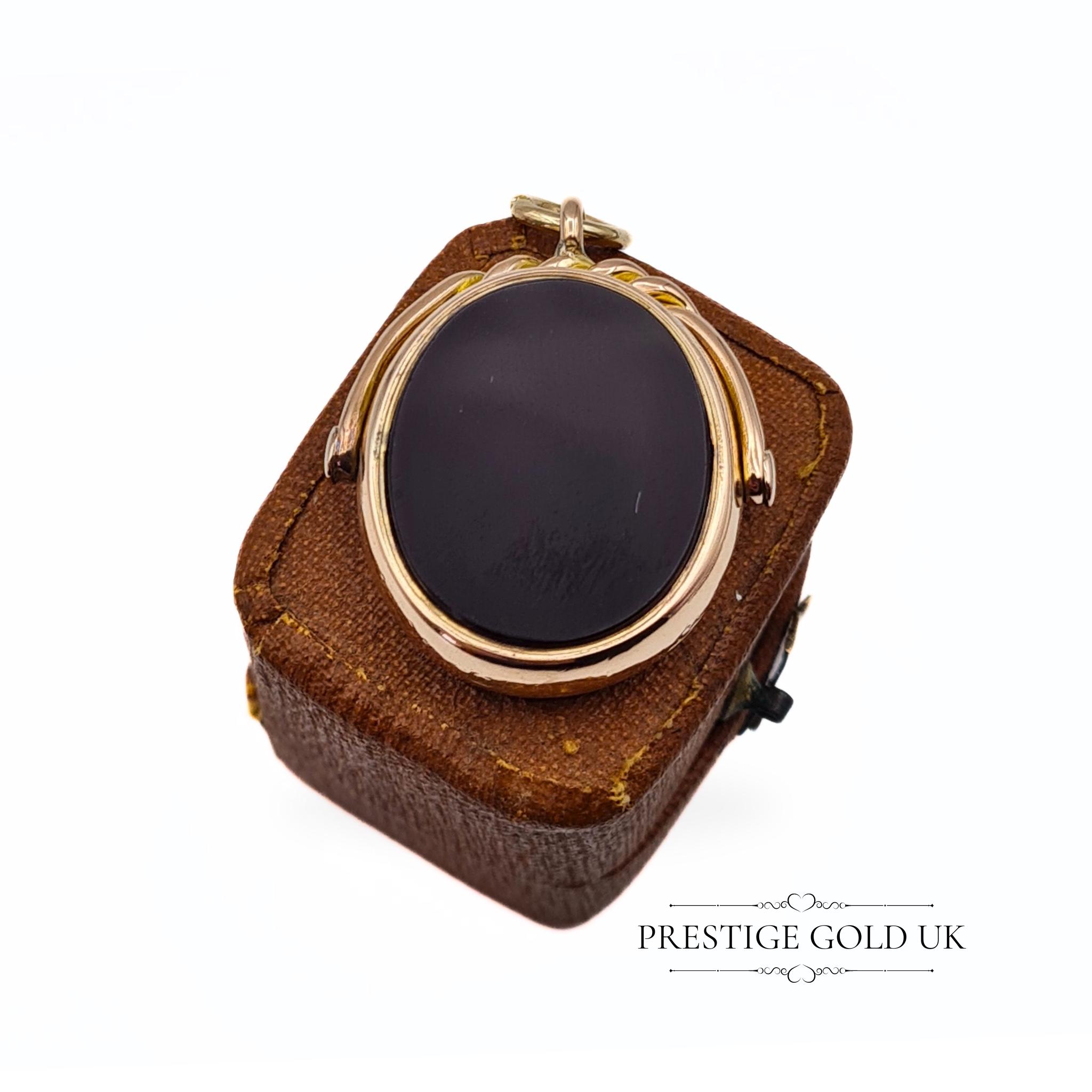 1800s' Rose Gold Antique Fob 9ct - Victorian Spinning Fob - Bloodstone ...