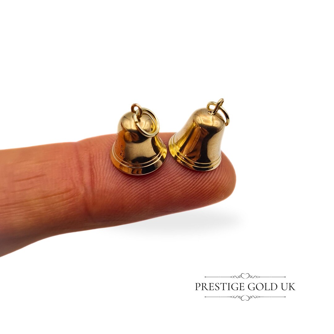 Pair of Tiny 9ct Gold Ringing Bells, Fully Hallmarked Vintage Charms ...