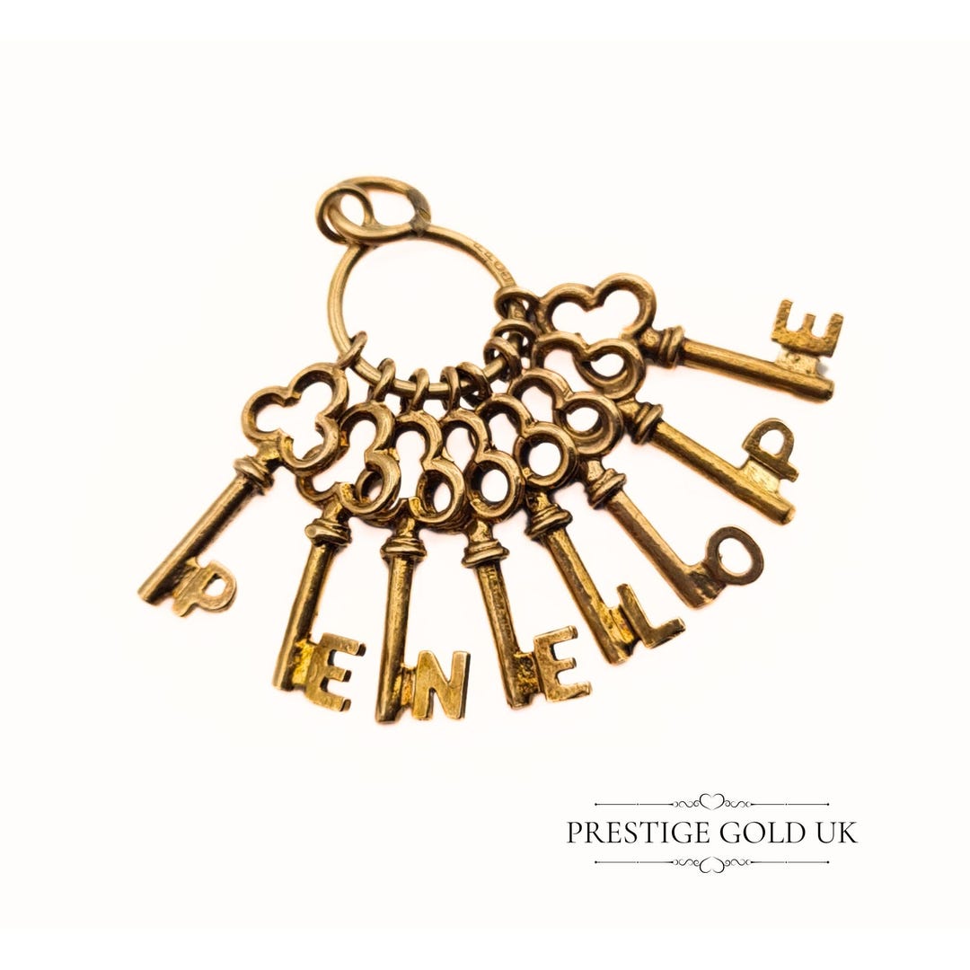 Vintage Bunch of Keys Charm Spelling "penelope" - 1970s 9ct Gold ...