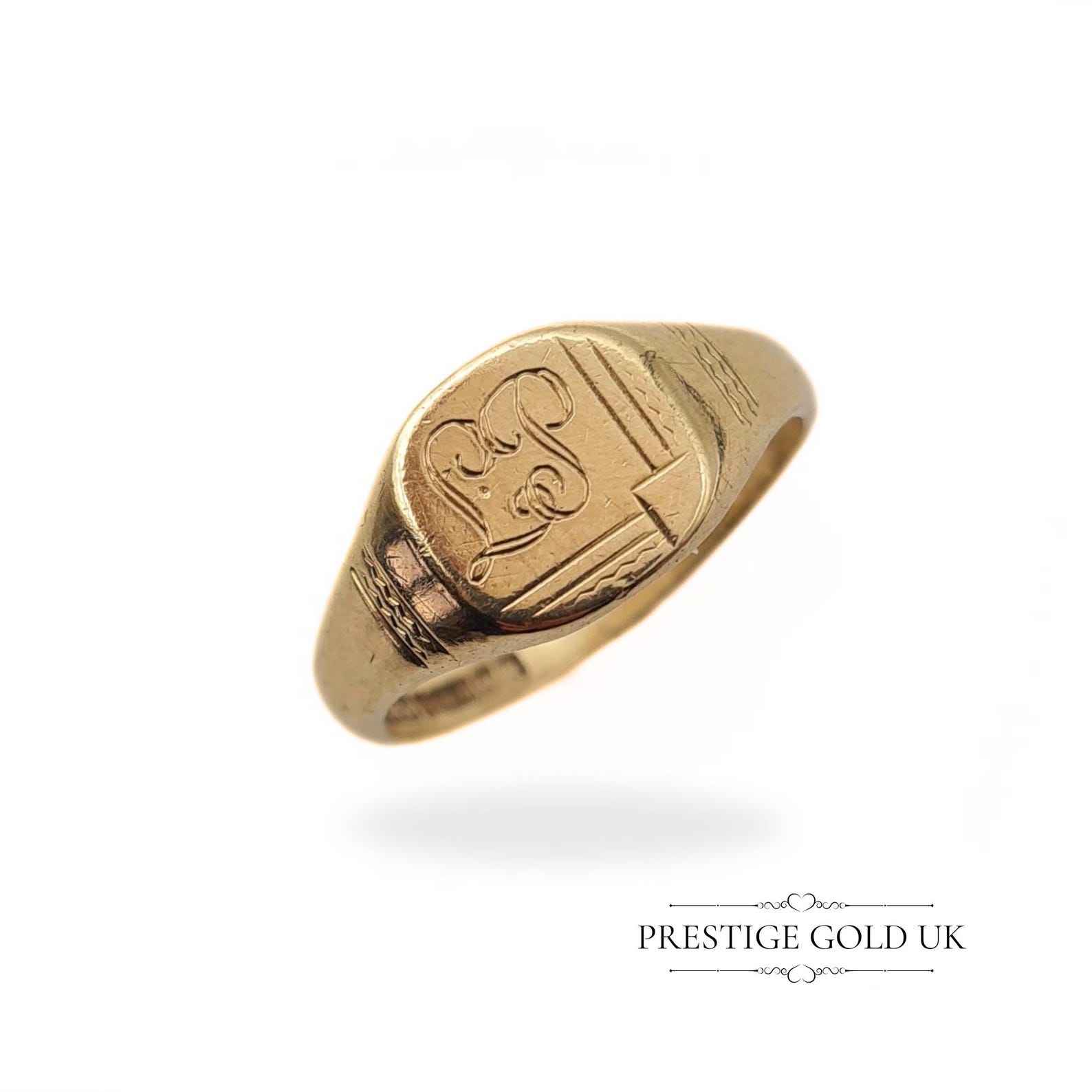 Vintage Gold Signet Ring 9ct 1980's Inscribed With the Initials L.P ...