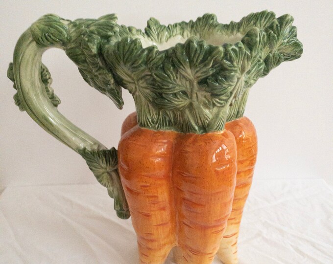 Vintage Carrot Pitcher, Fitz & Floyd Le Marche Porcelain Drink Server ...