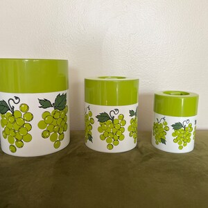 Vintage Retro Canisters Grapes Design With Avocado Green Lids Set of 3 ...