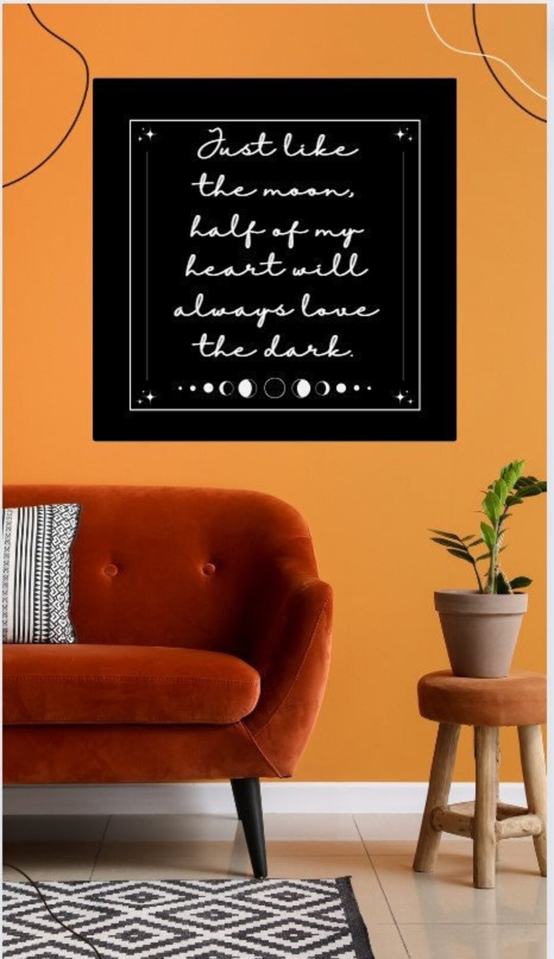 Inspirational Moon Quote Print, Witchy Home Decor, Black Lunar Phases ...