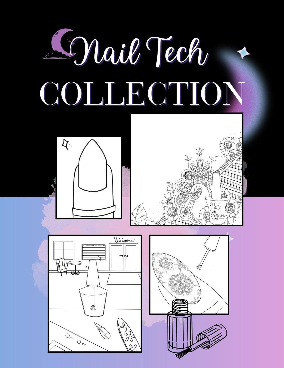Nail Tech Coloring Pages - Etsy