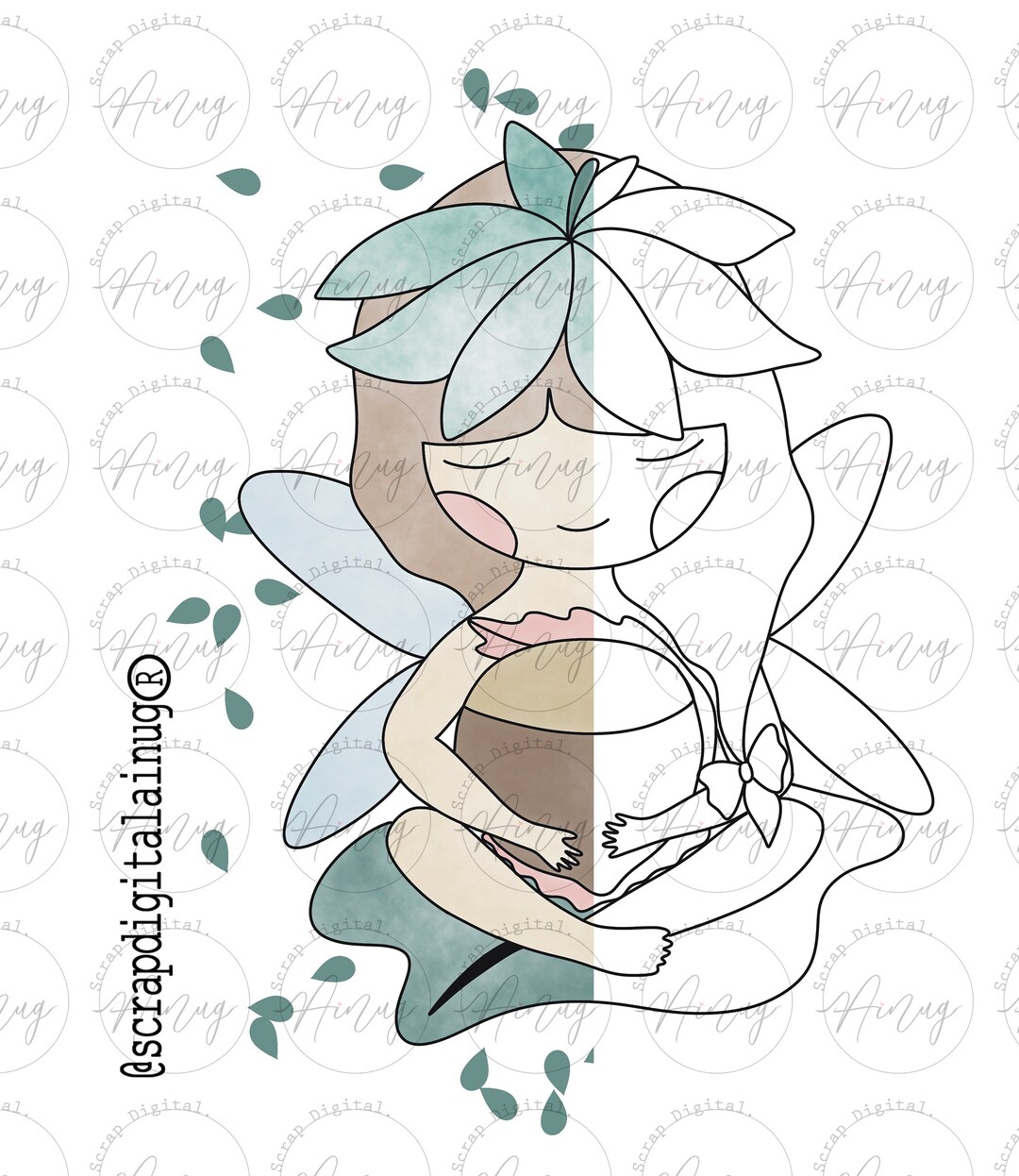 Digital Stamp Digistamps Printable Illustration Fairy With - Etsy