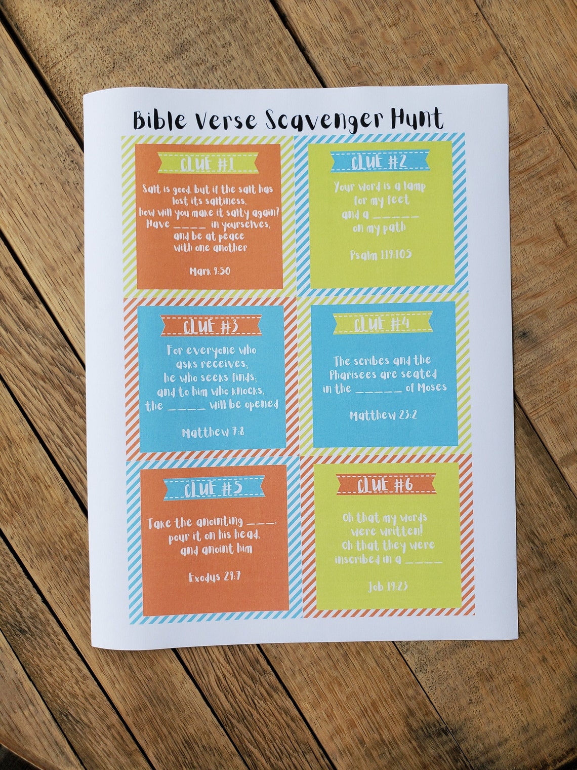 Bible Verse Scavenger Hunt - Etsy