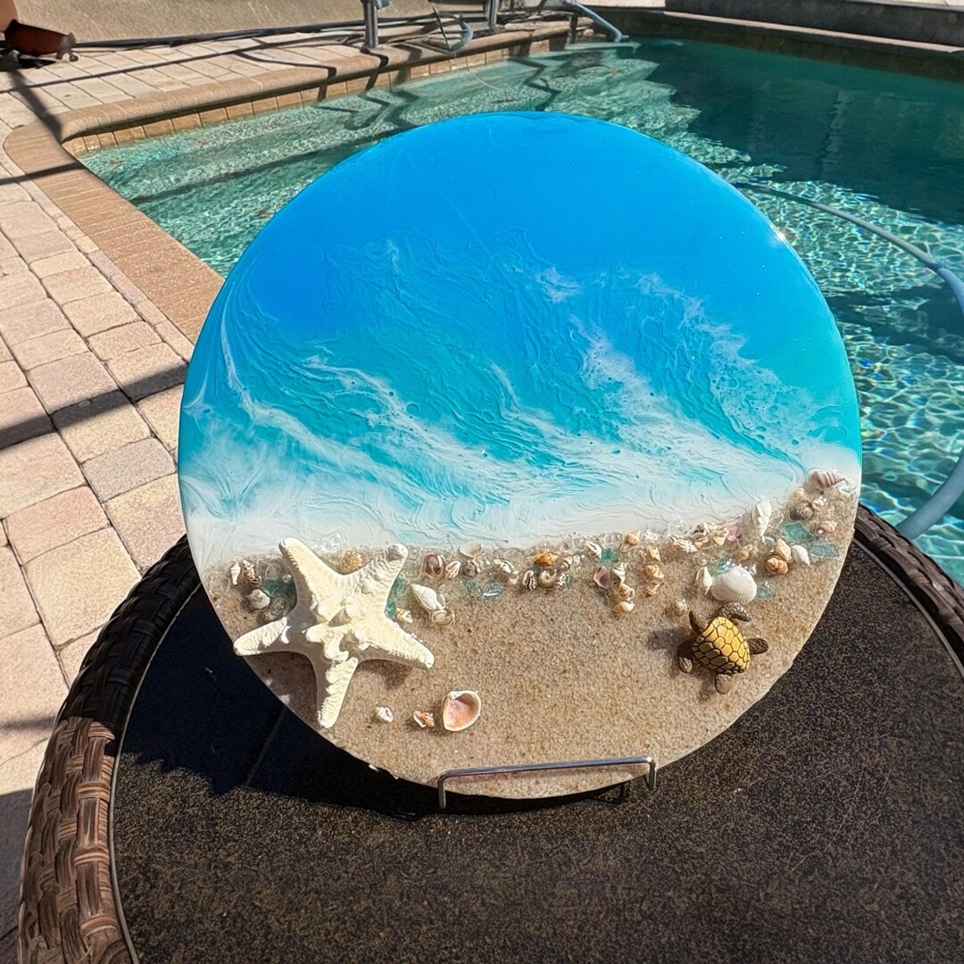 Ocean Theme Resin Art/beach Art/coastal Wall Decor/turtle Decor - Etsy