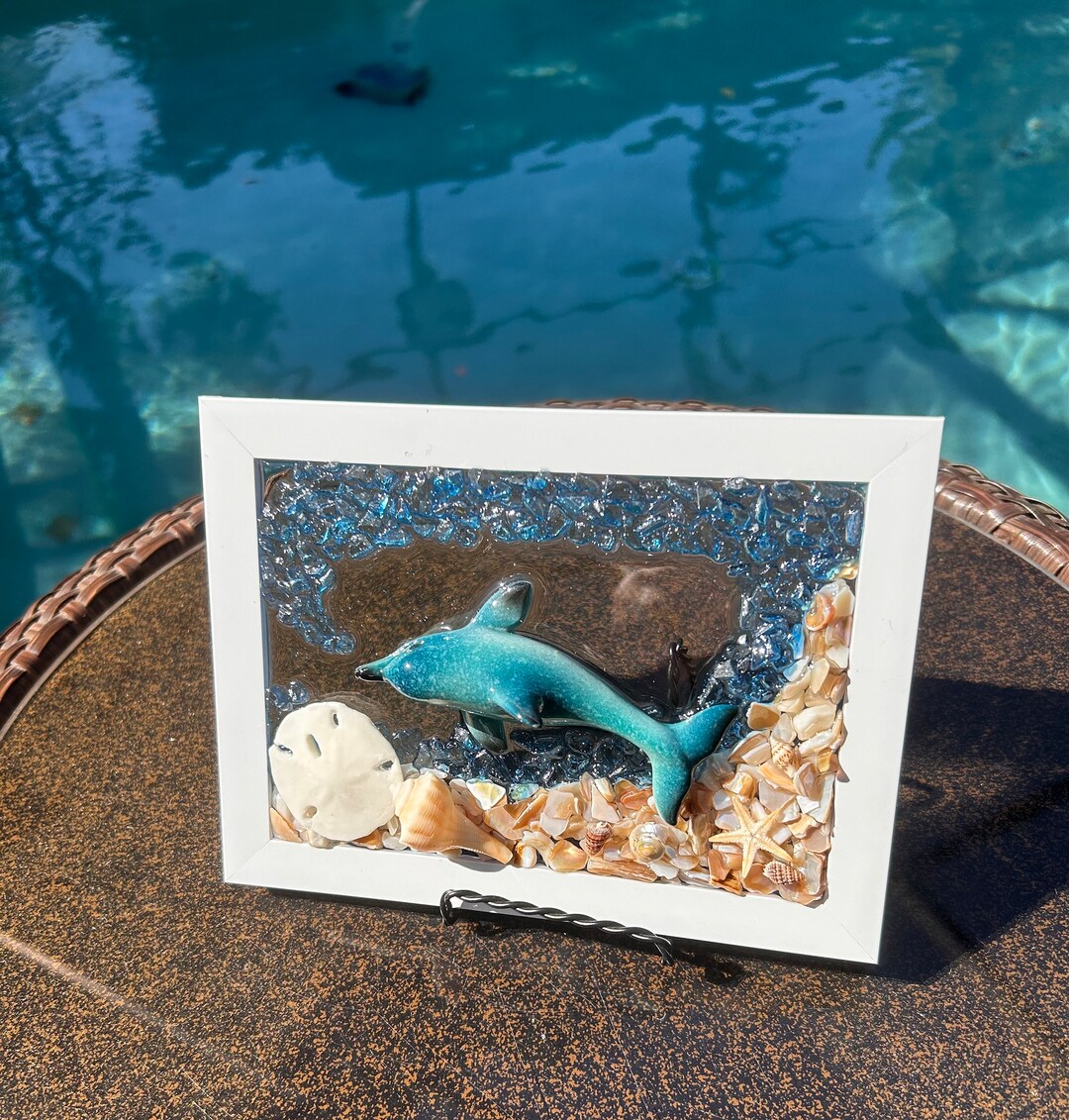 Dolphin Wall-shelf Art/coastal Wall Art/beach Theme Glass Art/coastal ...