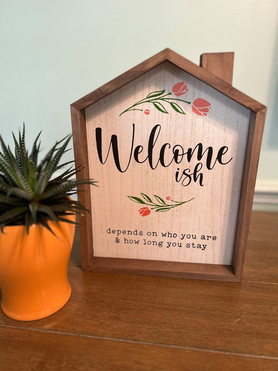 Welcome-ish Wood House Sign: Stenciled Entryway Decor - Etsy