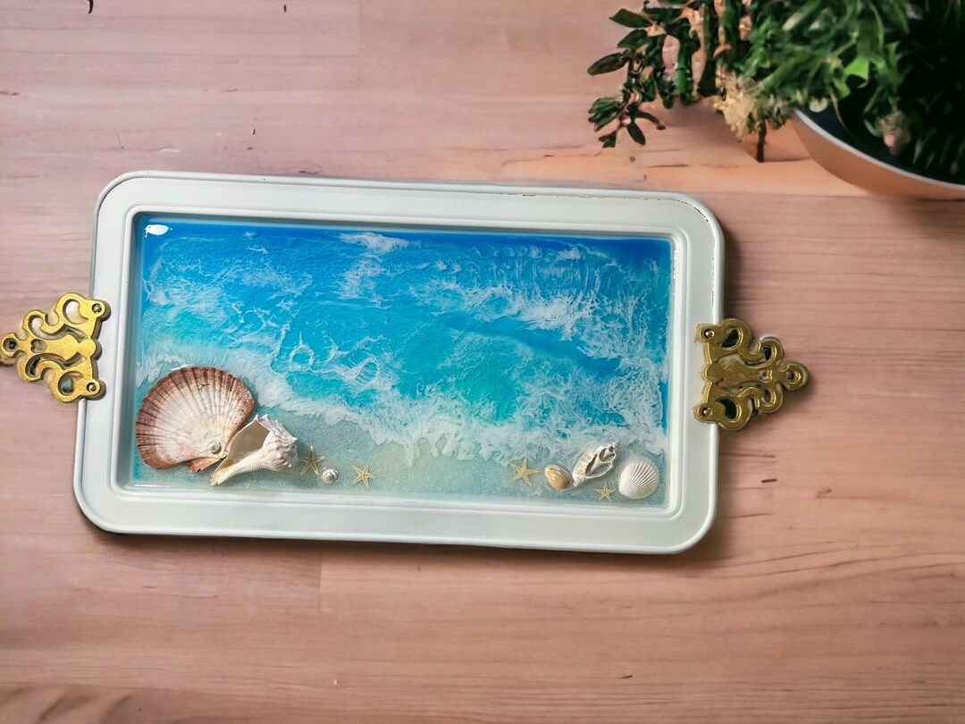 Coastal Ocean Tray/resin Ocean Tray/beach Shelf Decor - Etsy