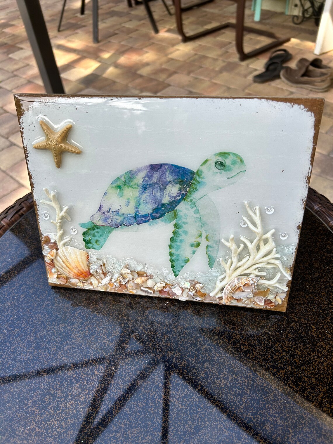 Sea Turtle Table-shelf Sitter/ Sea Turtle/coastal Sea Turtle Decor ...