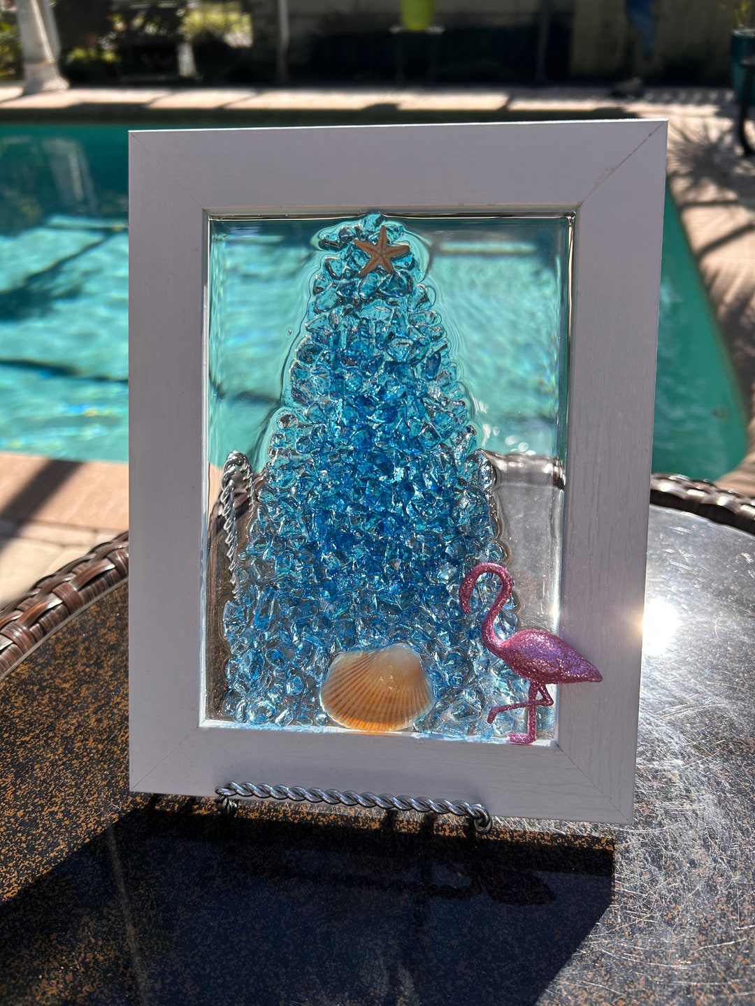 Flamingoflamingo Glass Artcoastal Wall Decorbeach Decir Etsy