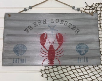 Fresh Lobster Sign Carved in a 48x8 Solid Wood - Etsy