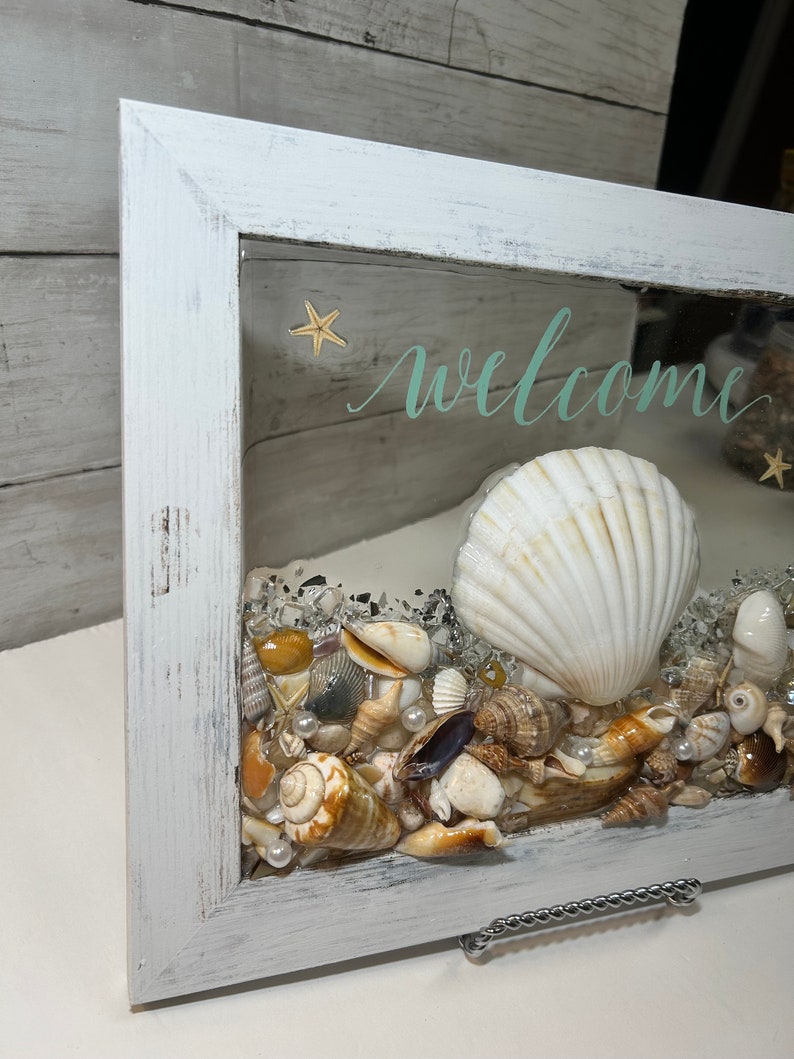 Seashell Welcome Wall Picture/beach Wall Art/coastal Decor/welcome Sign ...
