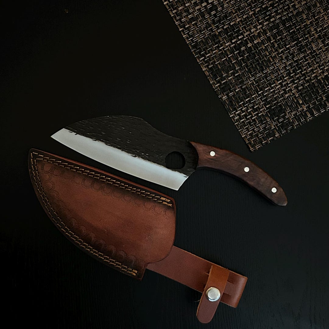 Custom Handmade Cleaver Knife – High Carbon Steel Blade With Walnut ...