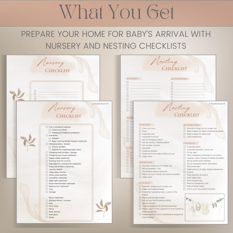 Printable Pregnancy Checklists Bundle | Minimal | Digital | Editable ...