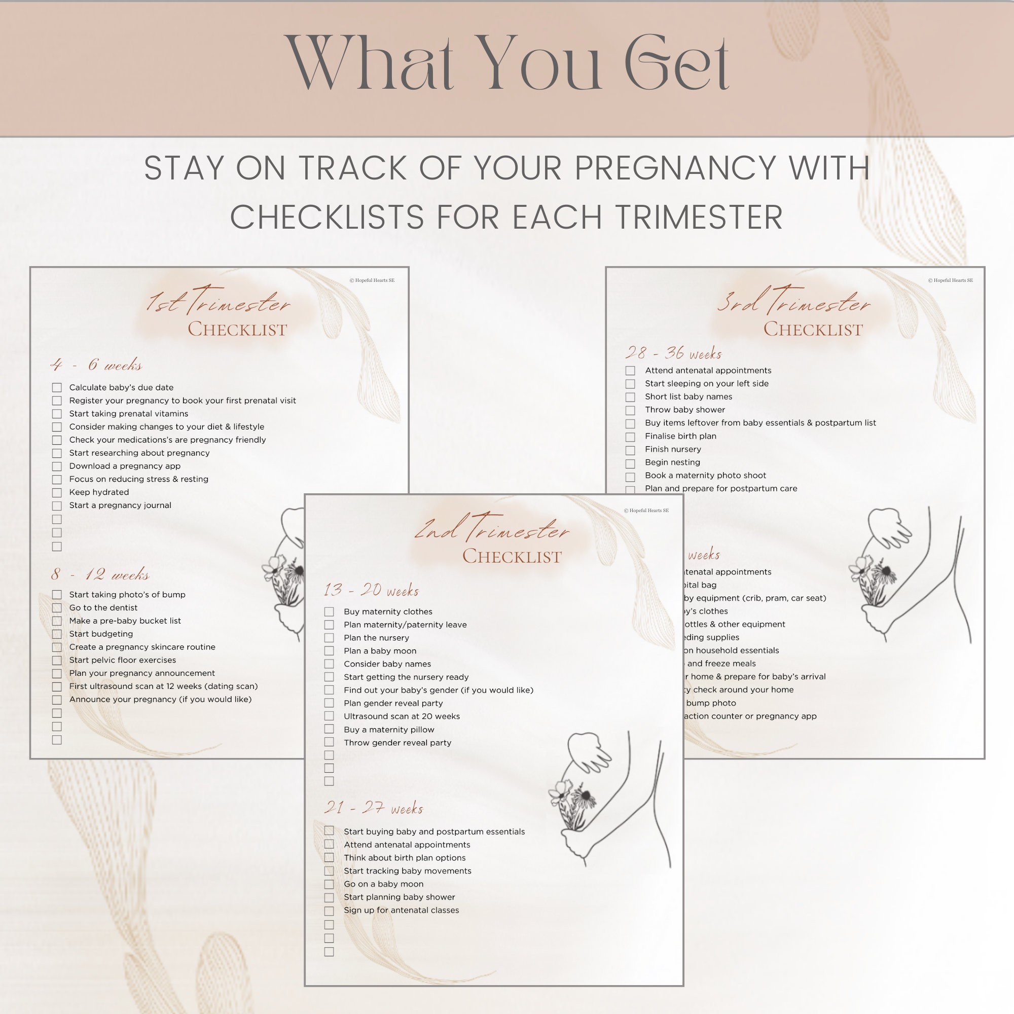 Printable Pregnancy Checklists Bundle Minimal Digital Editable to Do ...