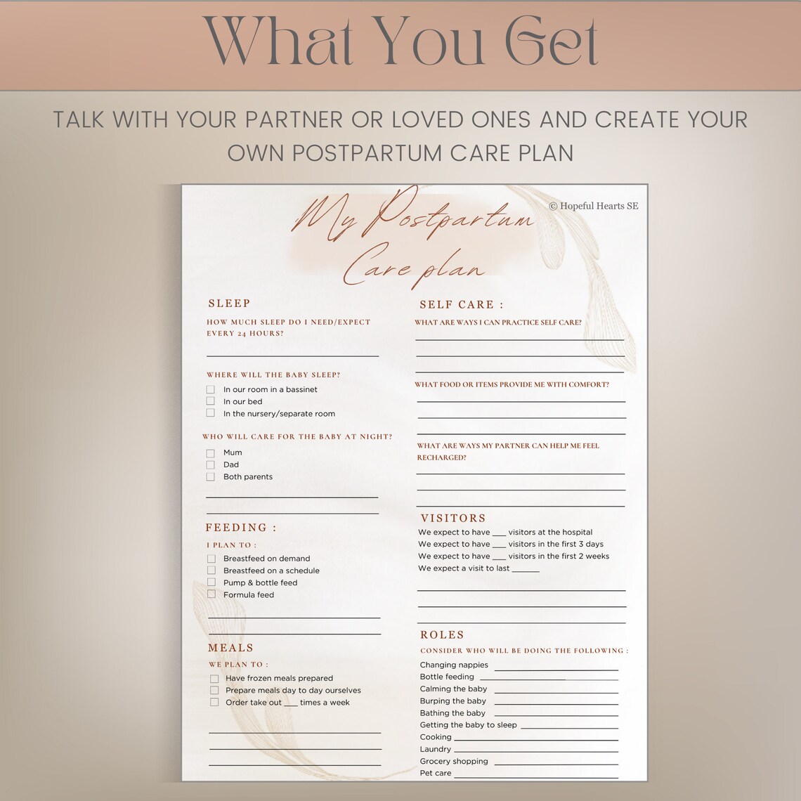 Printable Postpartum Care Plan Bundle Minimal Digital Editable ...