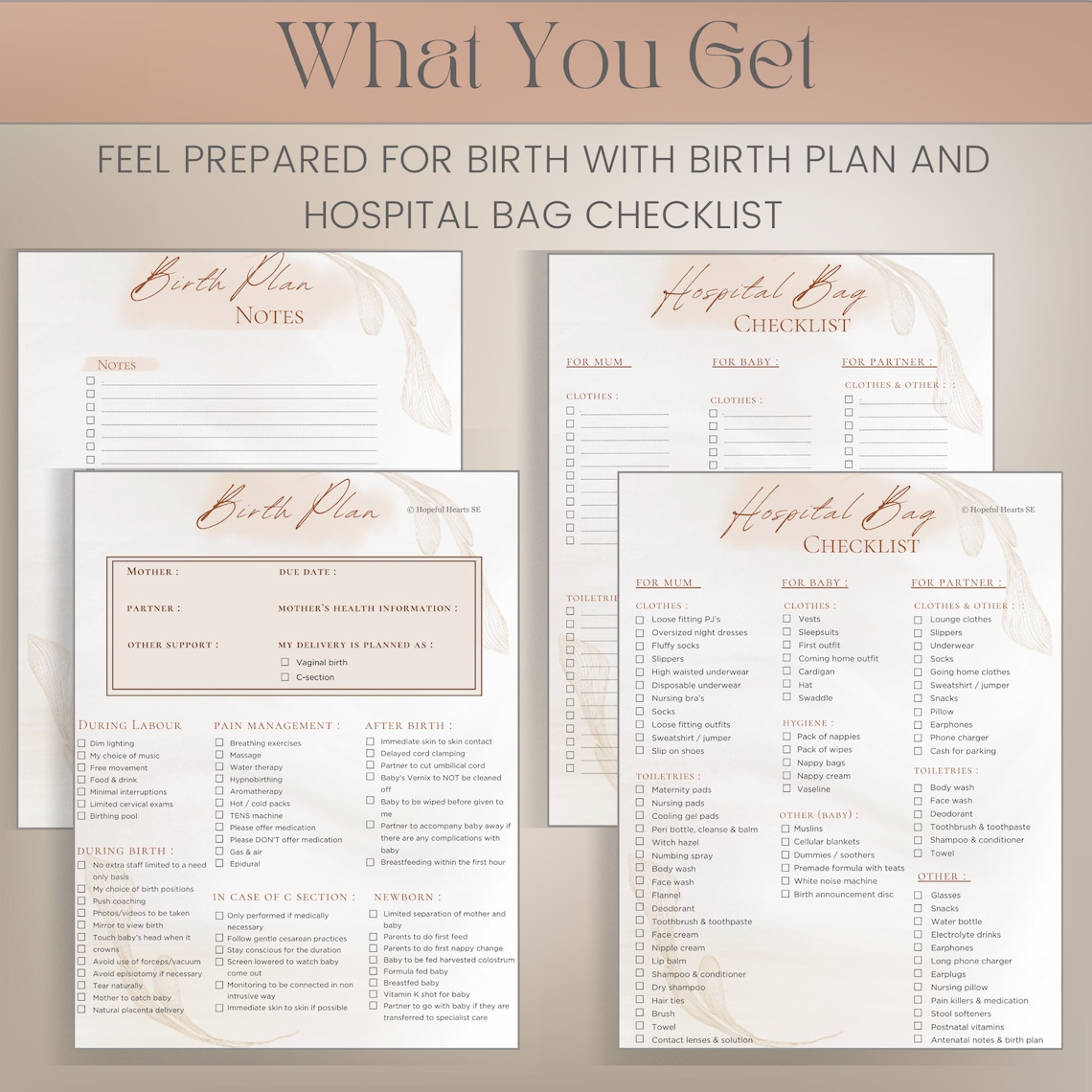 Printable Pregnancy Checklists Bundle | Minimal | Digital | Editable ...