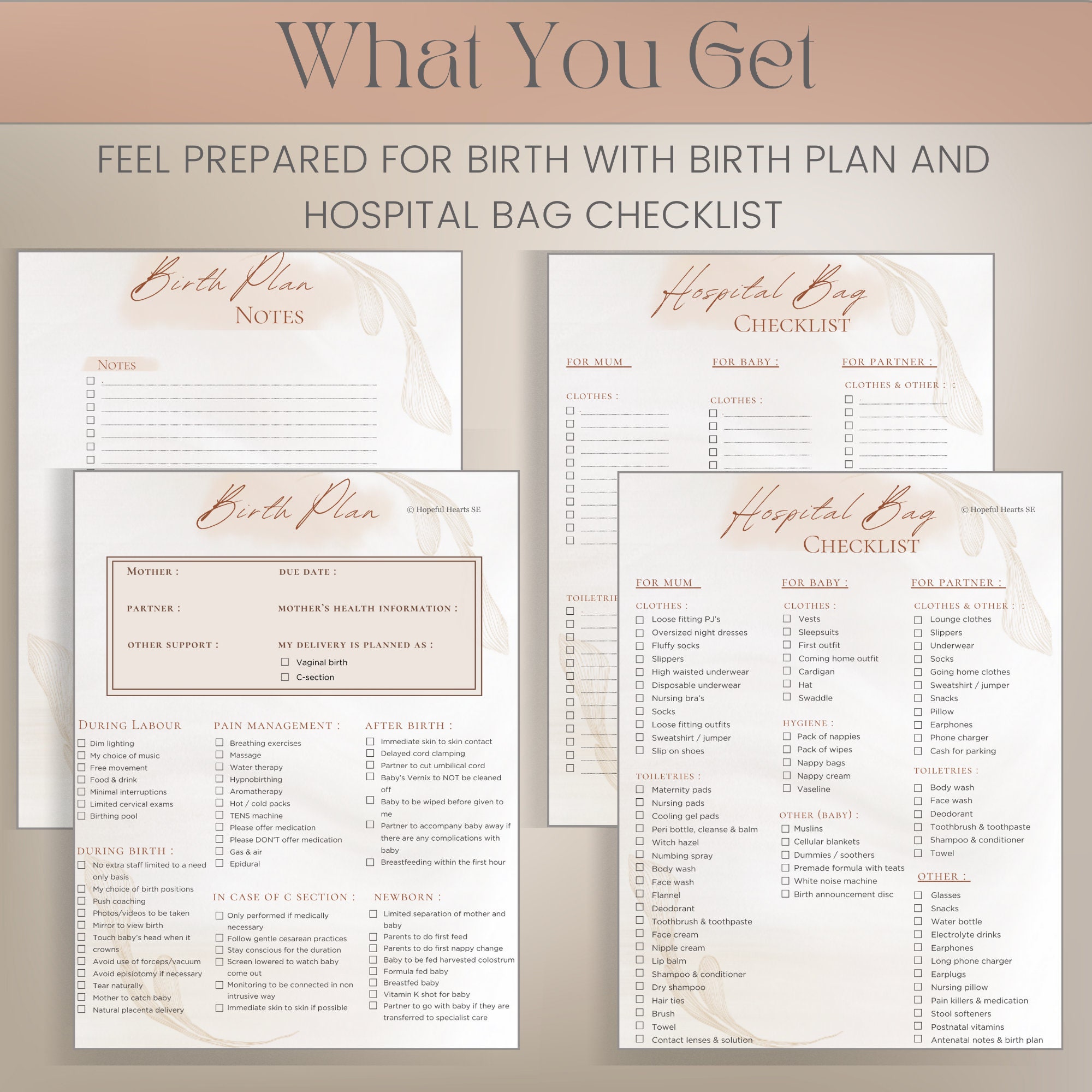 Printable Pregnancy Checklists Bundle | Minimal | Digital | Editable ...
