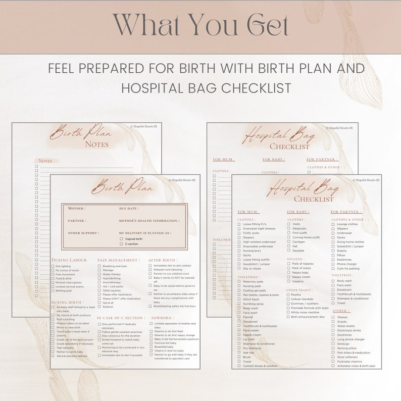 Printable Pregnancy Checklists Bundle Minimal Digital Editable to Do ...