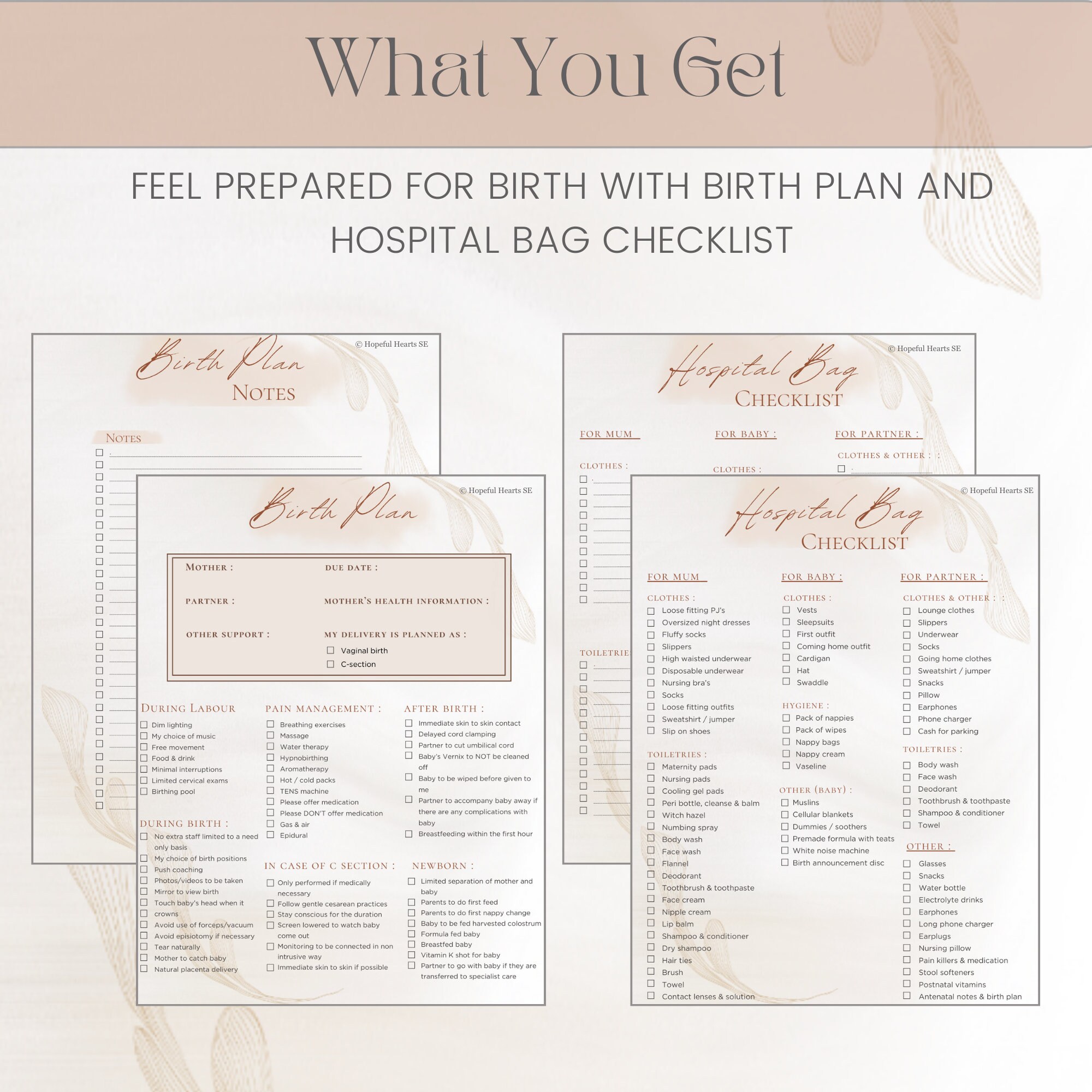 Printable Pregnancy Checklists Bundle Minimal Digital Editable to Do ...