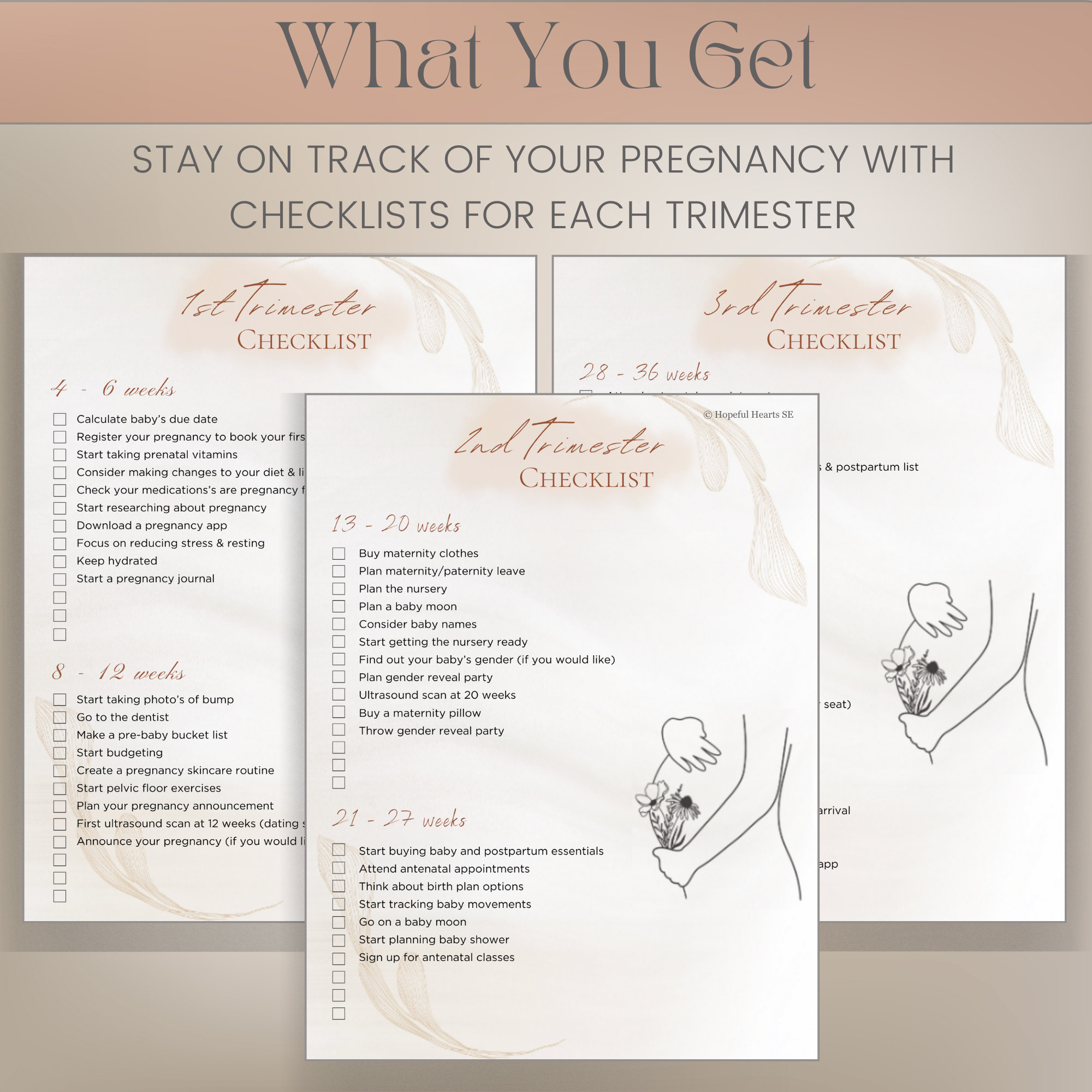 Printable Pregnancy Checklists Bundle | Minimal | Digital | Editable ...