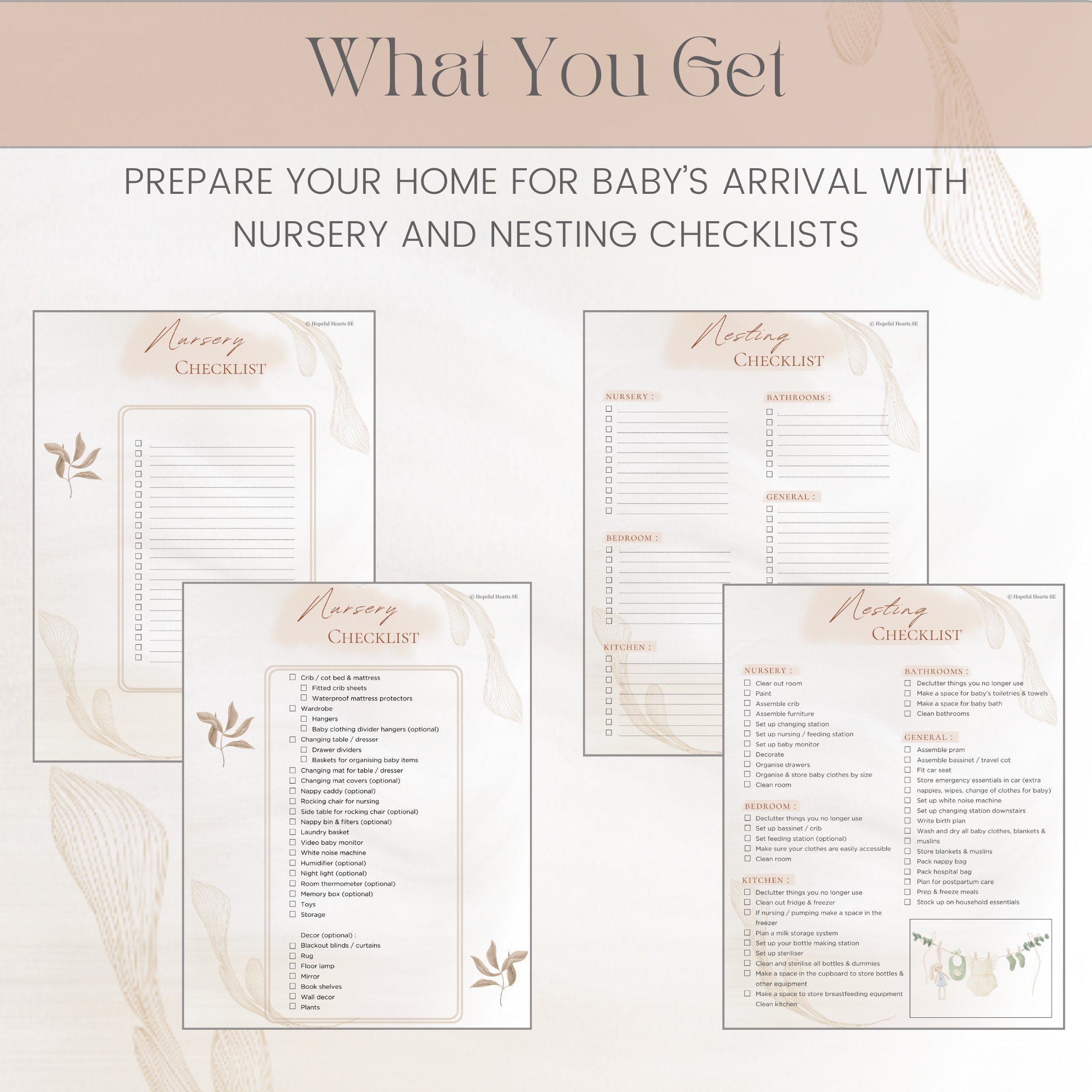 Printable Pregnancy Checklists Bundle Minimal Digital Editable to Do ...