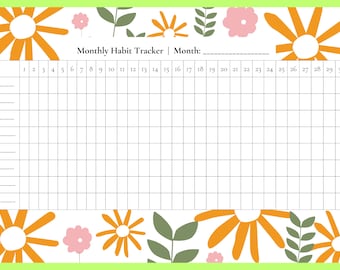 Blank 28 Day Monthly Habit Tracker - Etsy