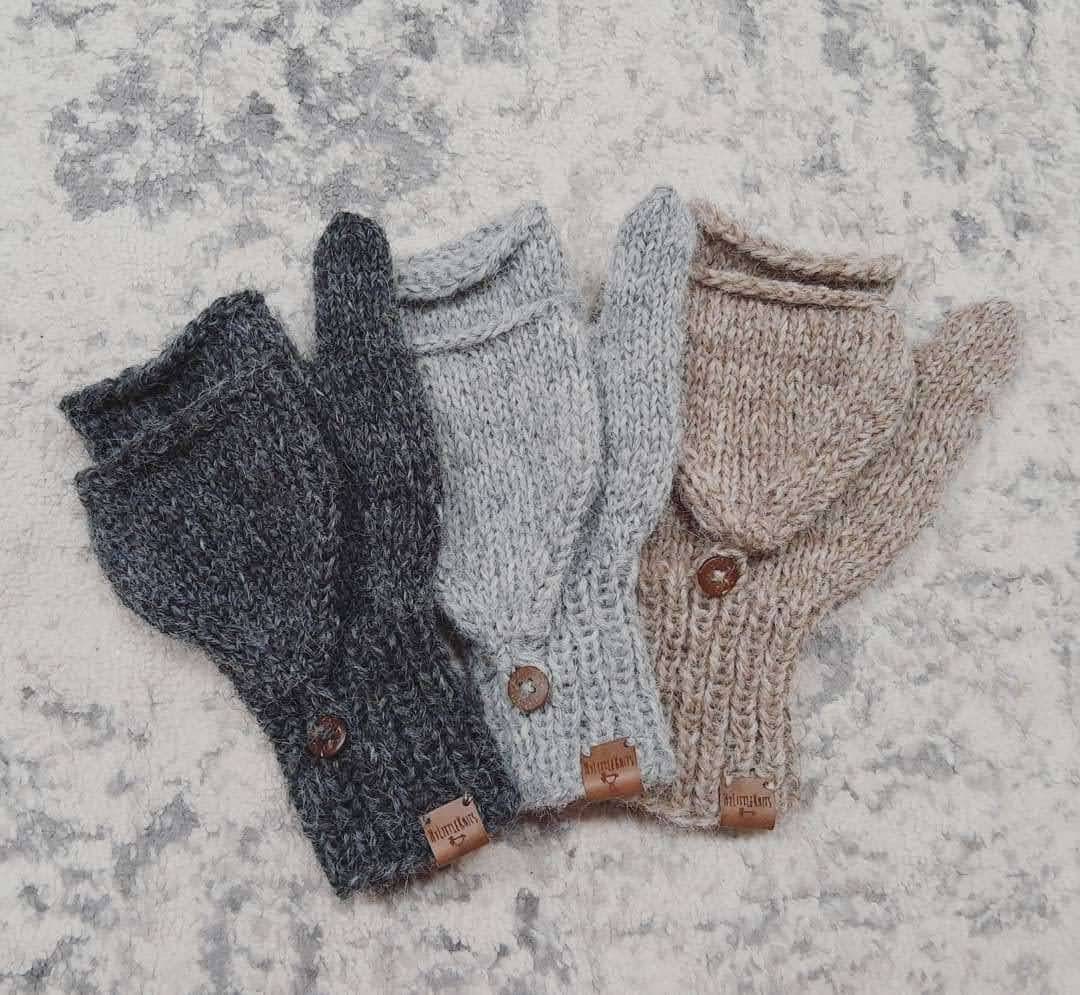 Lopi Lettlopi Icelandic Wool Winter Fingerless Mittens / Hand Knitted ...