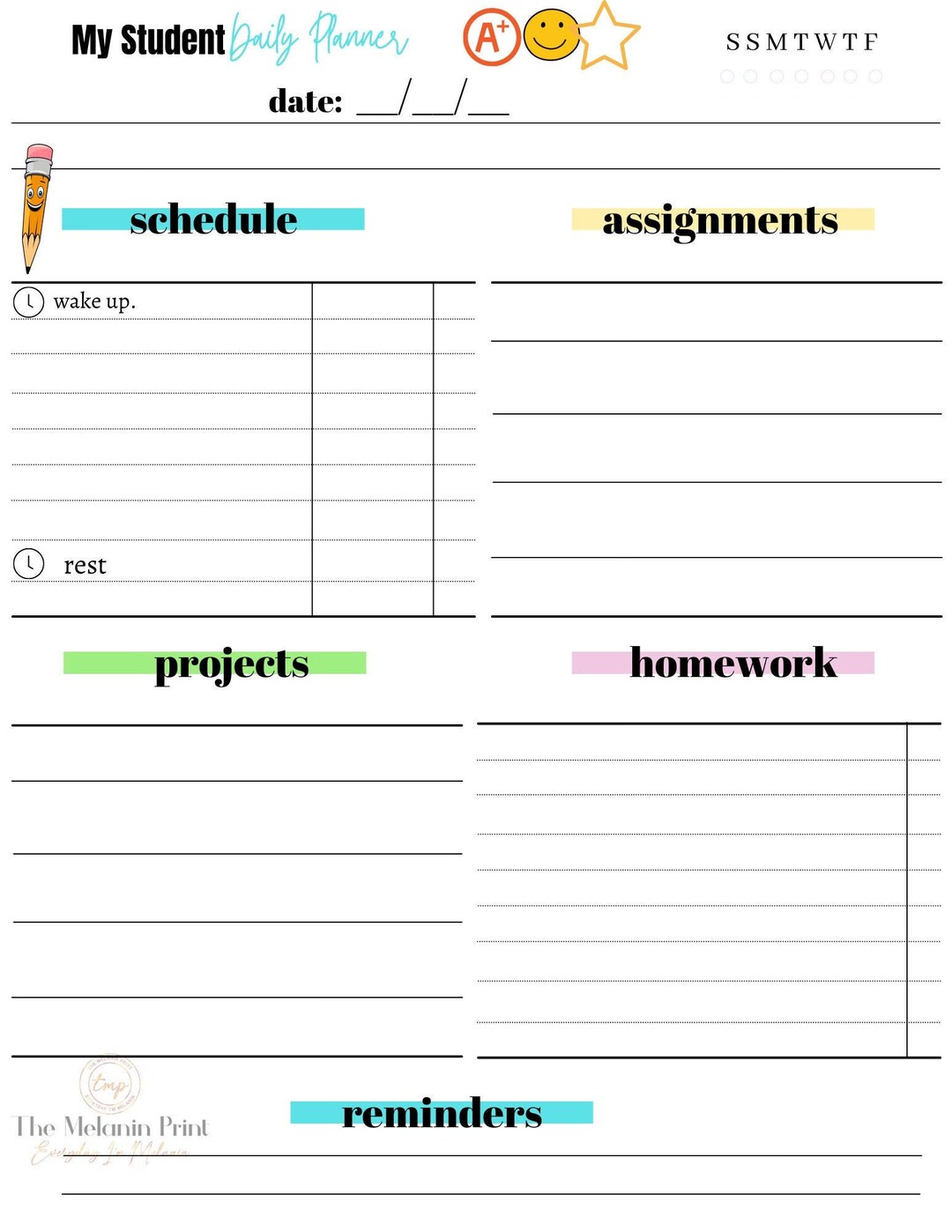 Student Daily Planner / School Planner / Student Planner / Daily ...