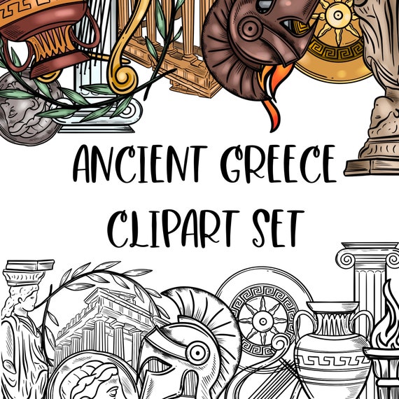 Ancient Greece Elements Clipart Set. Digital Download Line - Etsy UK