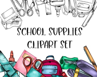 School Clipart Black and White - Etsy