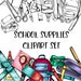 School Supplies Clipart Set. DIGITAL DOWNLOAD. 10 Different Elements ...