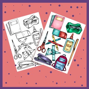 School Supplies Clipart Set. DIGITAL DOWNLOAD. 10 Different Elements ...