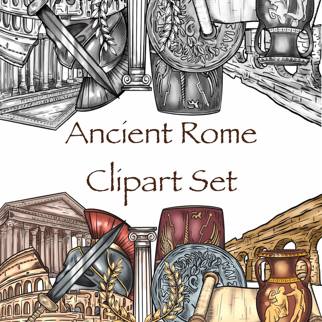 Ancient Rome Elements Clipart Set. Digital Download, Line Art and ...