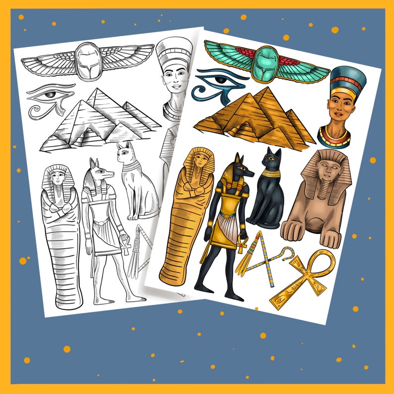 Ancient Egypt Elements Clipart Set. Digital Download, Line Art and ...