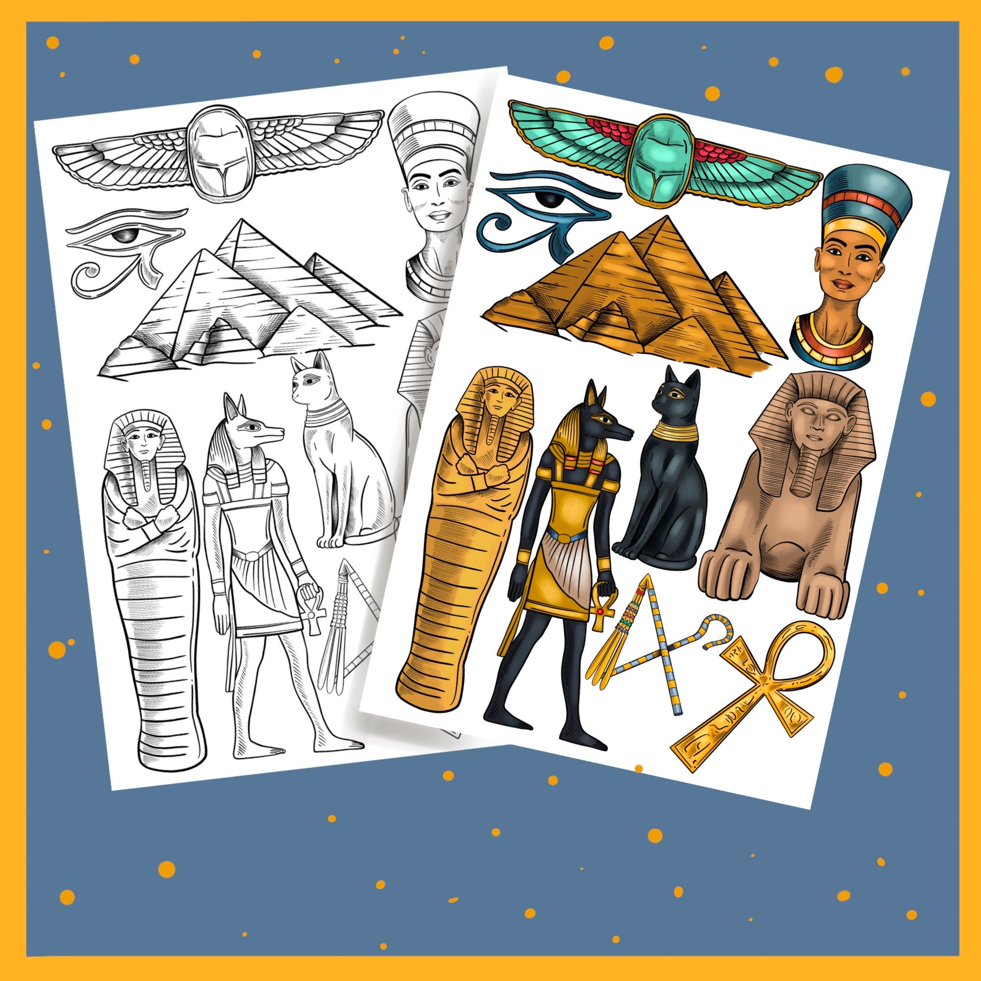 Ancient Egypt Elements Clipart Set. Digital Download, Line Art and ...