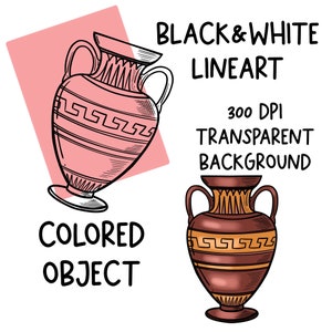 Ancient Greece Elements Clipart Set. Digital Download, Line Art and ...