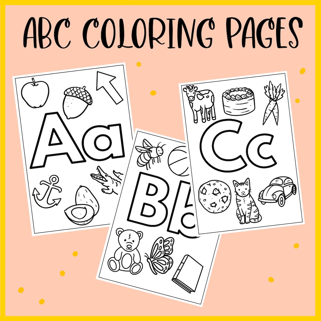 Printable Abc Coloring Pages in A4 and Letter Dimensions - Etsy