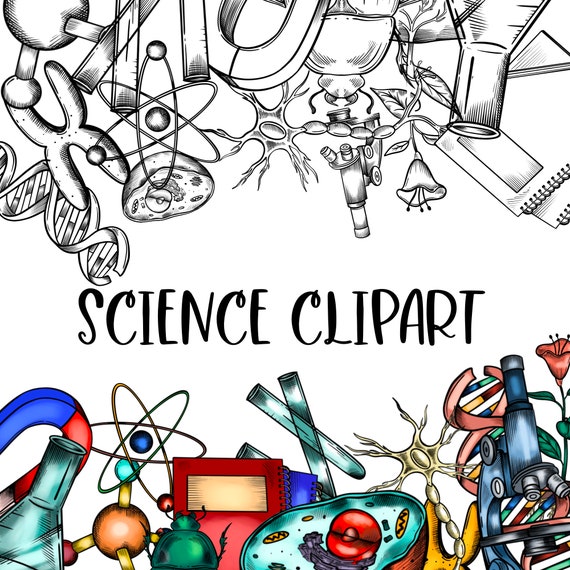Science elements Clipart. Digital Download. Colored and Black | Etsy
