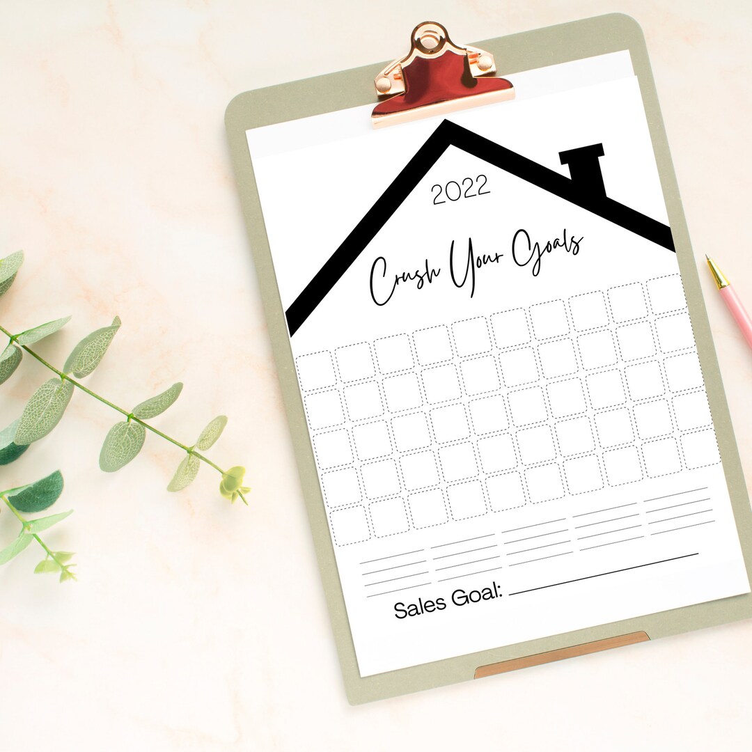 Real Estate Goal Tracker | Printable Sales Goal Tracker | Goal Tracking ...