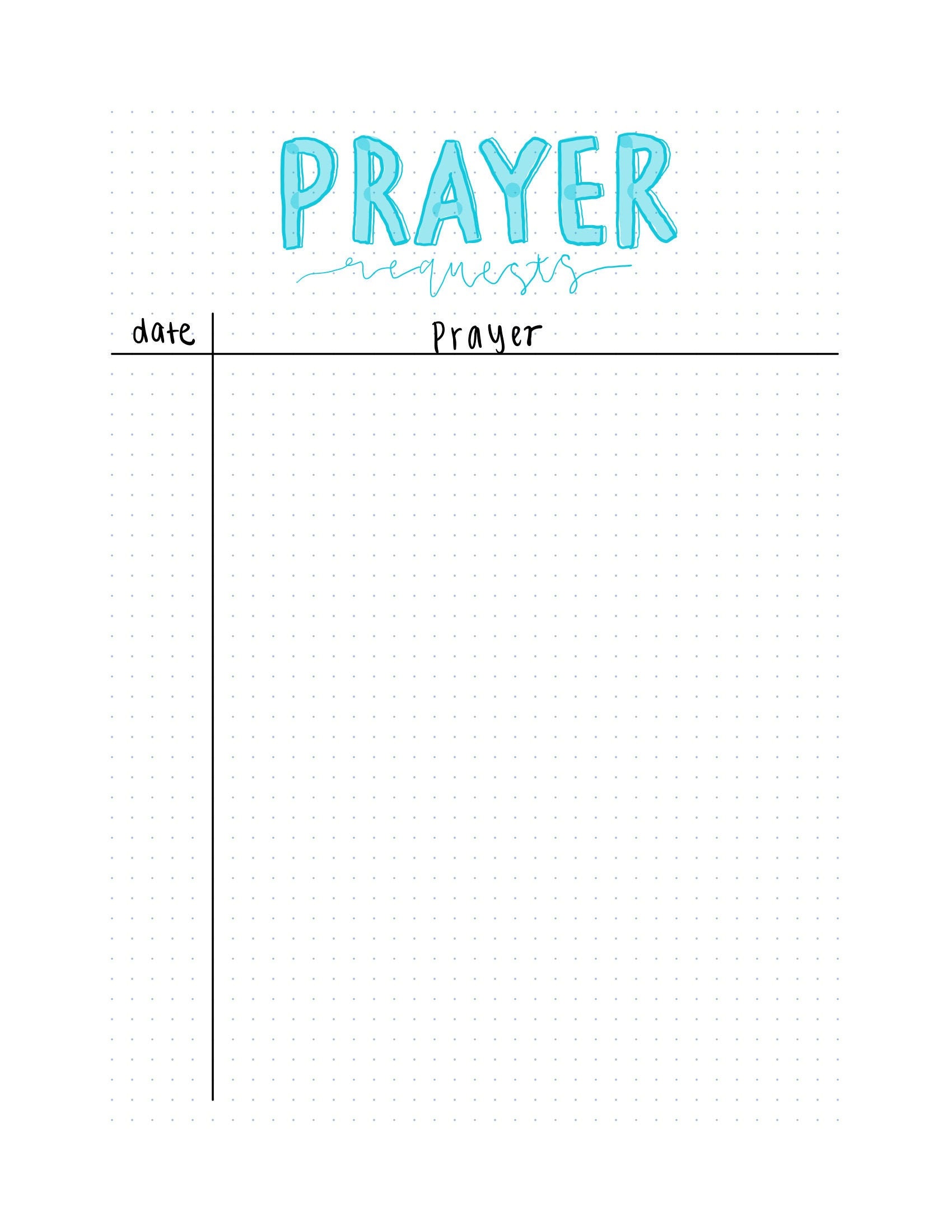 Prayer Request Bullet Journal Page - Etsy