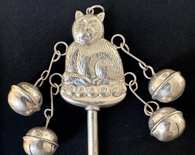 Antique Sterling Silver CAT Bells Whistle Baby Rattle - Etsy