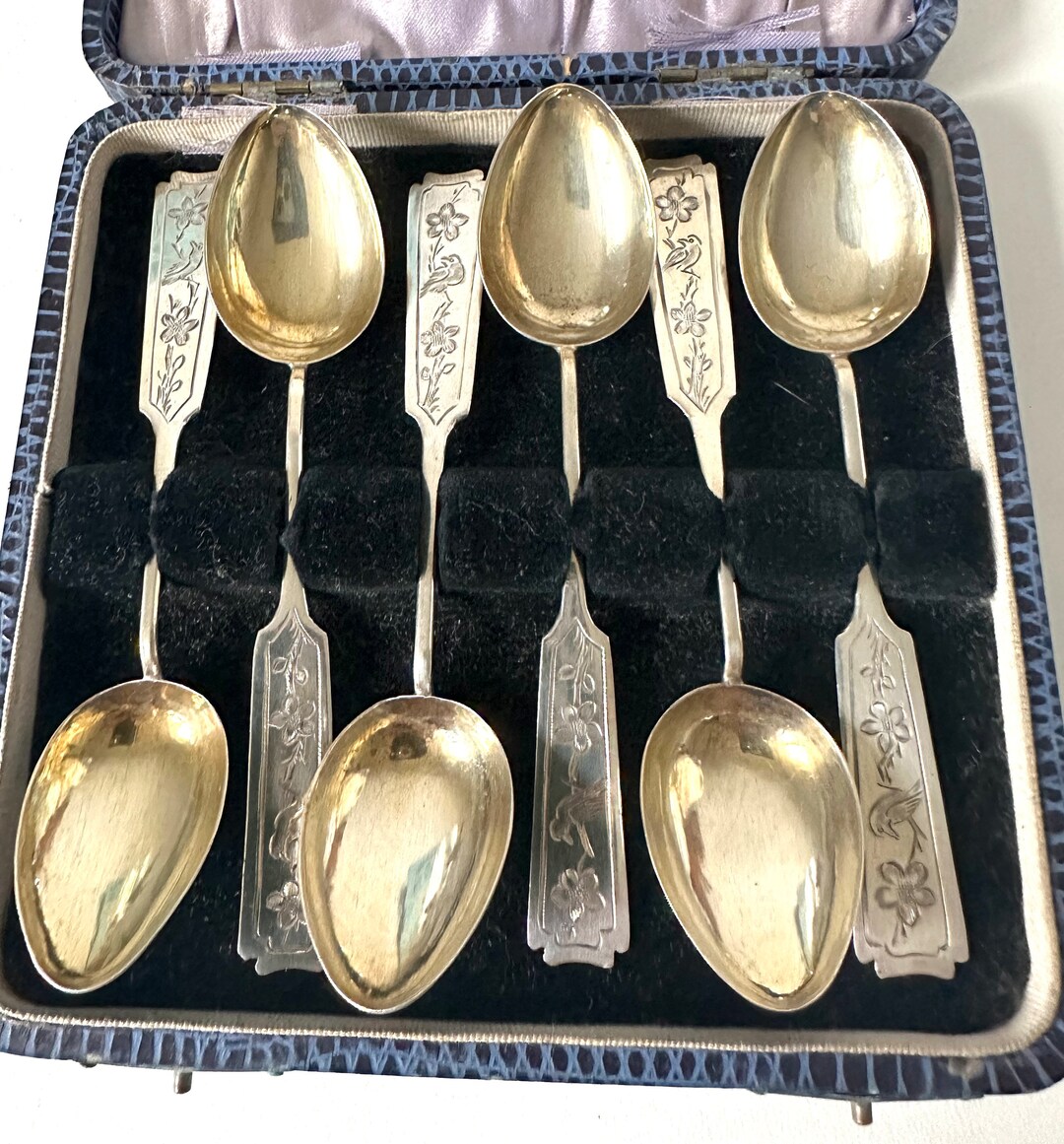 Antique Art Deco Solid Silver Chinese Export Set of Six Spoons Original ...