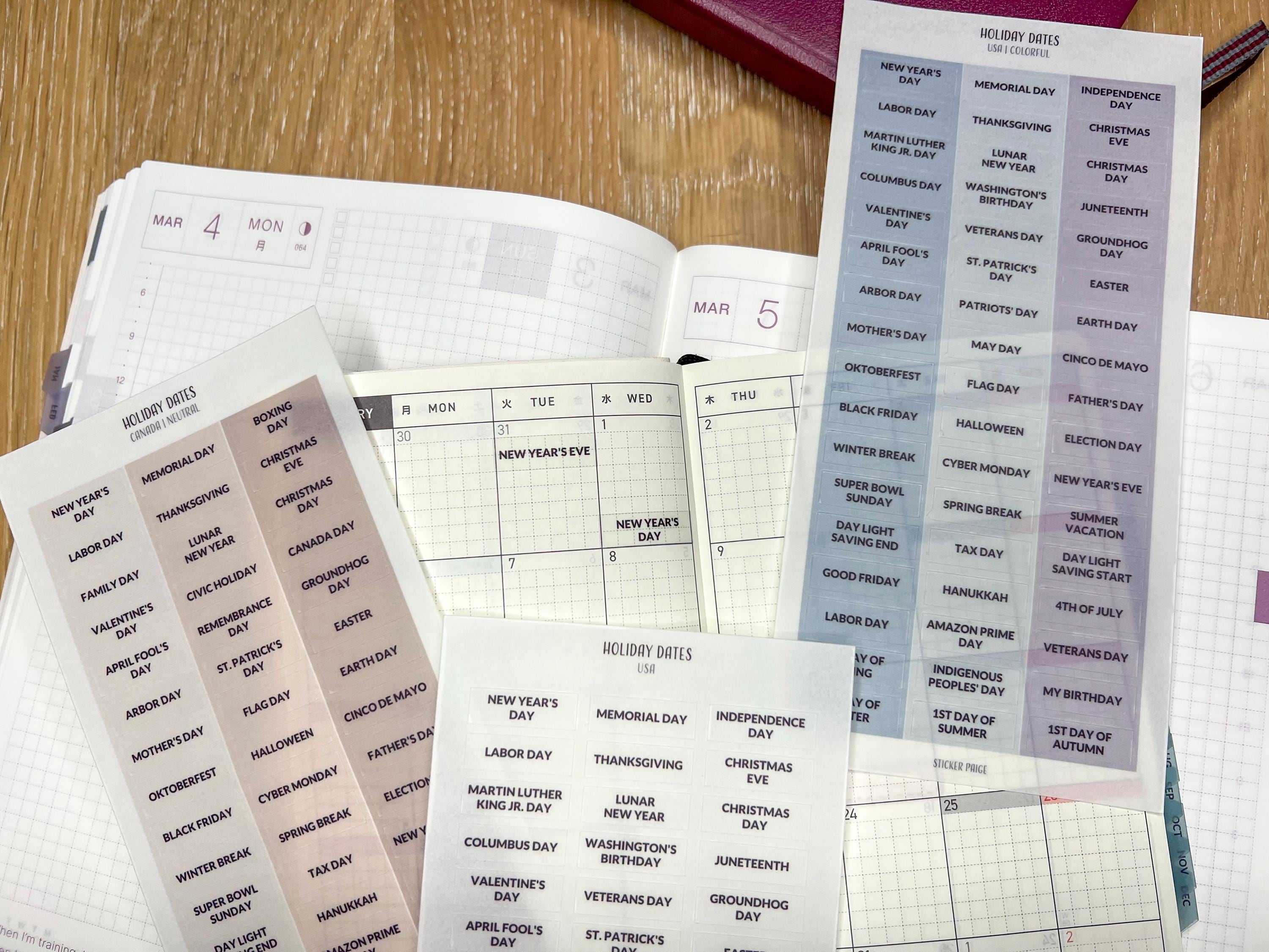 CANADIAN HOLIDAY LABELS for Hobonichi Weeks Stickers | Minimal ...